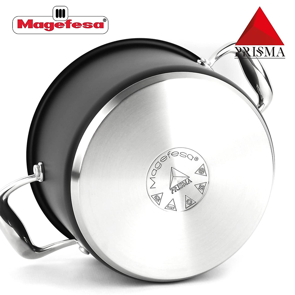 MAGEFESA Prisma – 9.4 inches stew pot, dutch oven with lid, made of 18/10 stainless steel, for all types of kitchens, INDUCTION, easy cleaning, dishwasher and oven safe up to 392ºF
