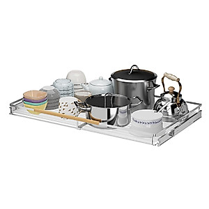 MIYUPTC Large Pull Out Kitchen Cabinet Organizer, 22.7''-39.8''W x 22''D, Heavy Duty Slide Out Pantry Shelves Sliding Drawer Storage for Kitchen, Under Sink, Bathroom, Wardrobe, Steel Metal