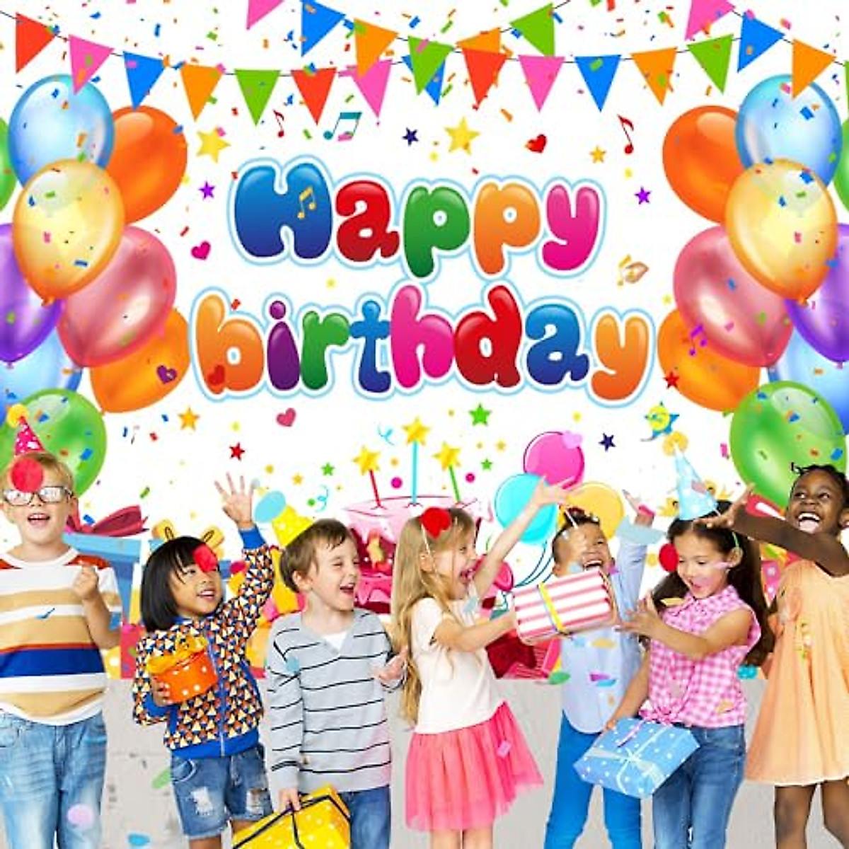 Vibrant Birthday Backdrop for Kids - 10x8ft Balloon Decor
