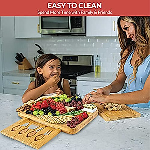 Charcuterie Board Set, Bamboo Cheese Board and Knife Set, Cheese Board Set, Large Charcuterie Boards, Bamboo Charcuterie Board with Bowls, Charcuterie Tray, Beautiful Charcuterie Boards Gift for Mom