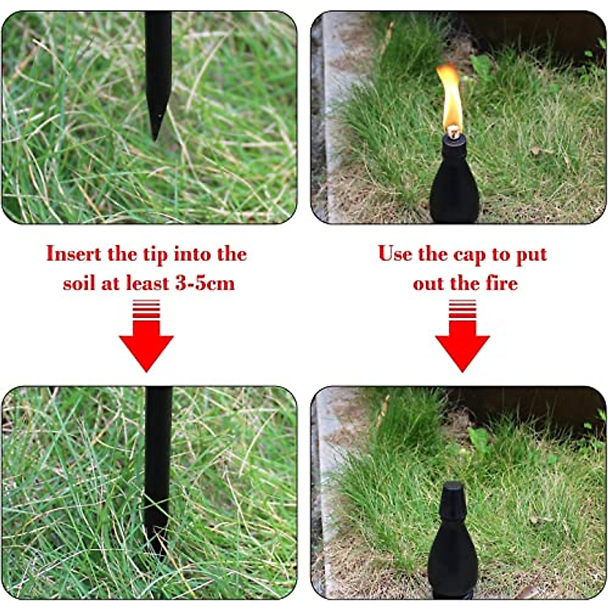 6 Pack Metal Citronella Torches DIKAIDA,Light Torches Garden for Outside 60 inch Flickering Flame Citronella Outdoor Light Torch,Metal Torches for Outside, Camping Patio Pathway Table Torch(Jet Black)