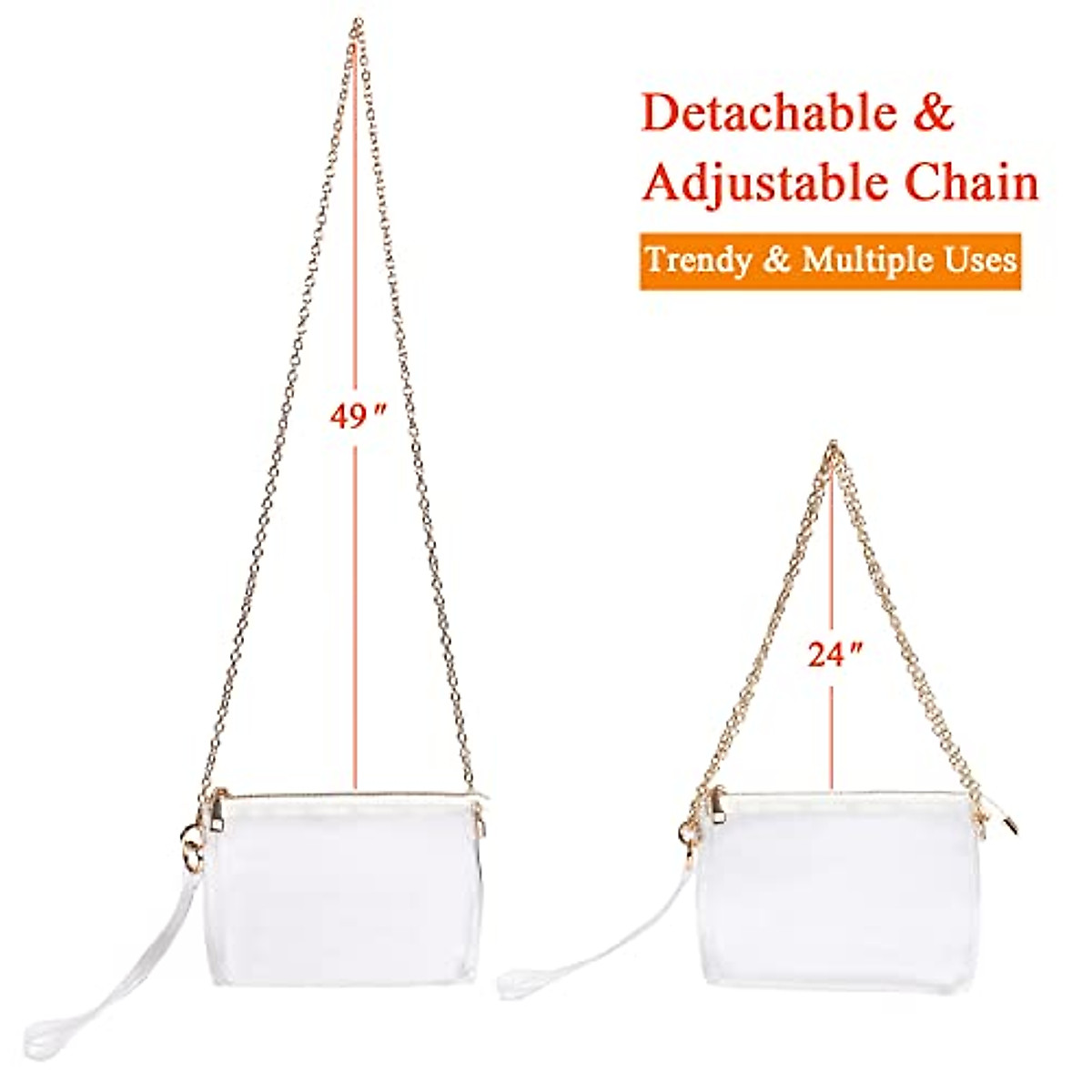 Y&R Direct 3 in 1 Clear Crossbody Bag with Zipper Closure Stadium Approved Clear Purse for Sports Concert Prom Party Present