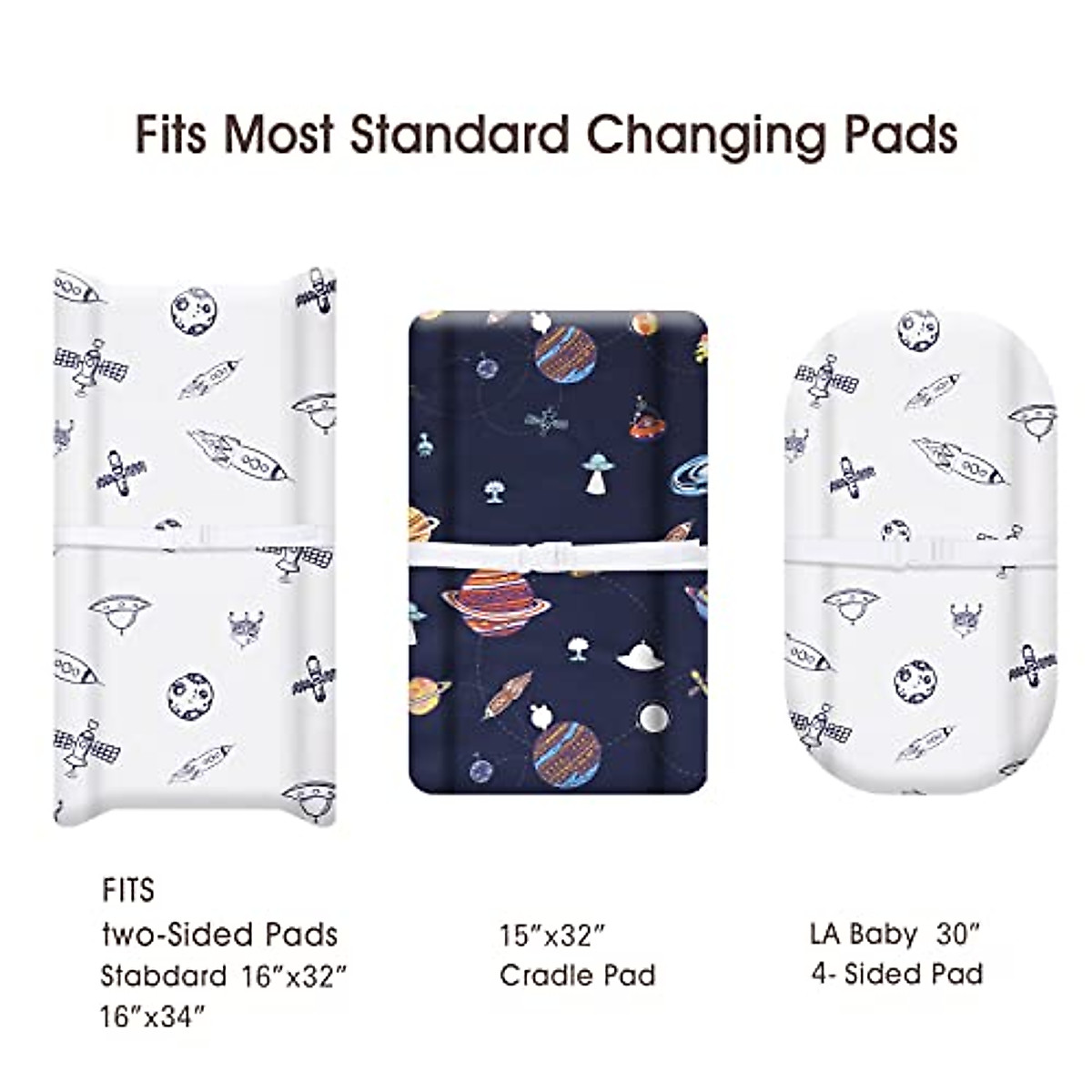 PHF Space Changing Pad Cover for Baby Boys Girls, 2 Pack Soft Changing Table Sheets or Cradle Sheets Fit Most Baby Changing Pads, Space