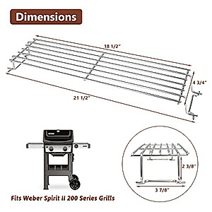 QuliMetal Stainless Steel Warming Rack for Weber Spirit II 200 Series (2017 and Newer), Weber Spirit II E210, II E220, II S210, II S220 with Up Front Control, Warming Grates Replace for Weber 67026