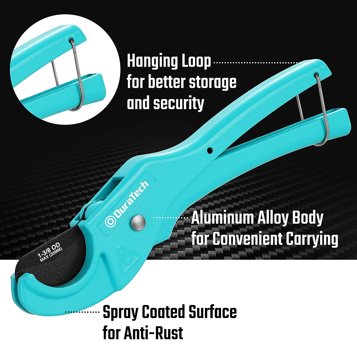 DURATECH PEX Pipe Cutter, Tubing Cutter for 1/8"-1" PEX and Rubber Hoses(NOT for PVC Pipe), with PTFE-Coated Sharp Blade, Suitable for Home and Plumbing Repairs