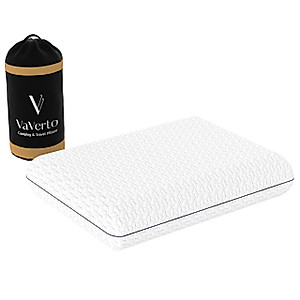 Vaverto Small Memory Foam Pillow for Travel and Camping - Compressible Medium Firm, Breathable Cover, Machine Washable, Ideal Backpacking, Airplane and Car