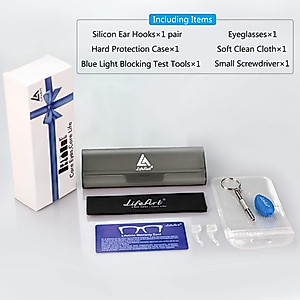 LifeArt Blue Light Blocking Glasses, Anti Eyestrain, Computer Reading Glasses, Gaming Glasses, TV Glasses for Women Men, Anti Glare (Black, No Magnification)