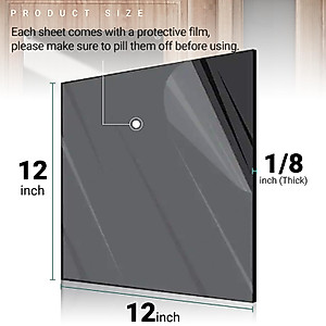 CALPALMY (2-Pack) 12 x 12 Black Acrylic Sheet 1/8" Thick - 3mm Thick Black Plexiglass Plastic Sheet; Use for Craft Projects, Signs, Sneeze Guard and More - Cut with Cricut, Saw or Hand Tools