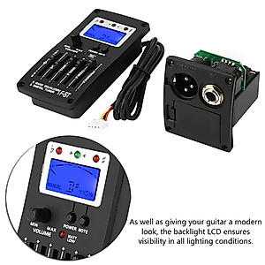 Tbest Guitar Preamp,Guitar Preamp Equalizer Digital Tuner,F 5T 5Band Equalizer Pickup,Digital Tuner Pickup Acoustic Electric Guitar Preamplifier Tuner with LCD Tuner and Volume Control acoustic guita
