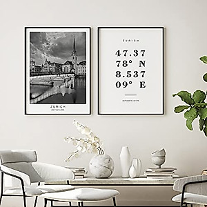 Dear Mapper Zurich Switzerland View Abstract Road Modern Map Art Minimalist Painting Black and White Canvas Line Art Print Poster Art Print Poster Home Decor (Set of 3 Unframed) (12x16inch)