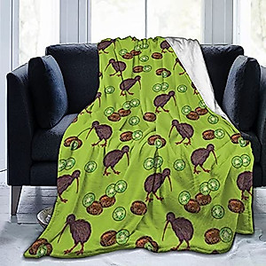 Kiwi Birds and Kiwi Fruits Couch Blanket, Lightweight Throw Blanket, Travel Blanket, Cozy Plush Keep Warm Blankets for Baby / Kids / Youth / Medium Adults 50"x40"Inch