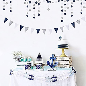 Navy Blue White Silver Birthday Graduation 2022 Fathers Day Wedding Baby Shower Party Decorations Bunting