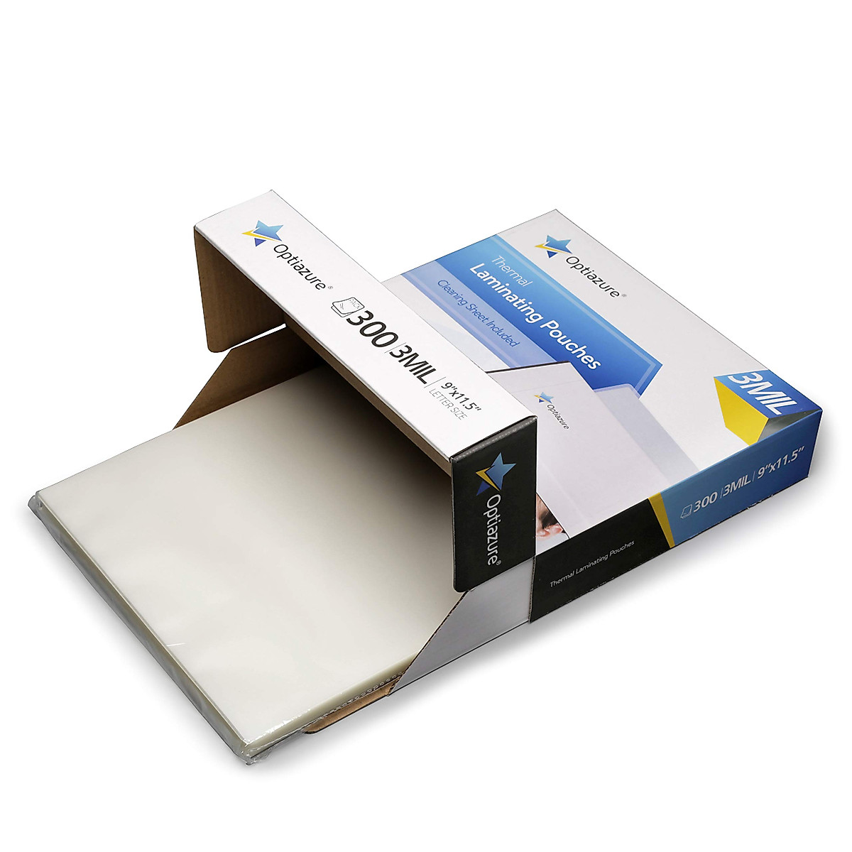 Optiazure Thermal Laminating Pouches 9"x11.5" Inches, 3mil 300Pack, Clear, Letter Size