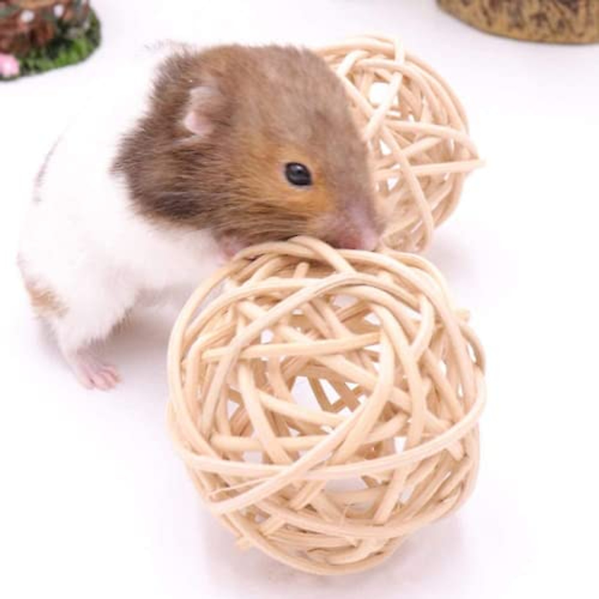 VCZONE Bunny Chew Toys, Rabbit Pet Tooth Chew Toys Organic Natural Apple Wood Grass Cake Ideal for Bunny, Chinchilla, Guinea Pigs, Hamsters Teeth Grinding (9 Pack)