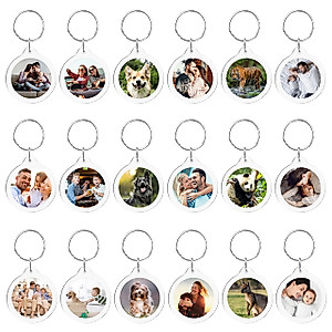 Kurtzy Blank Round Photo Insert Keychains (50 Pack) - Each Keyring is 4cm (1.57 inch) in Diameter - Translucent Clear Circle Acrylic Key Rings for Double Sided Photos - Family, Friends, Gifts & Craft