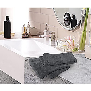 Utopia Towels Premium Bundle - Cotton Washcloths Grey (12x12 inches),Pack of 12 with Grey Hand Towels (16 x 28 inches), Pack of 6