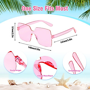 Pibupibu 12 Pack Square Rimless Party Sunglasses Bulk, Transparent Tinted One Piece Colorful Sunglasses for Adult Teens, Candy Color