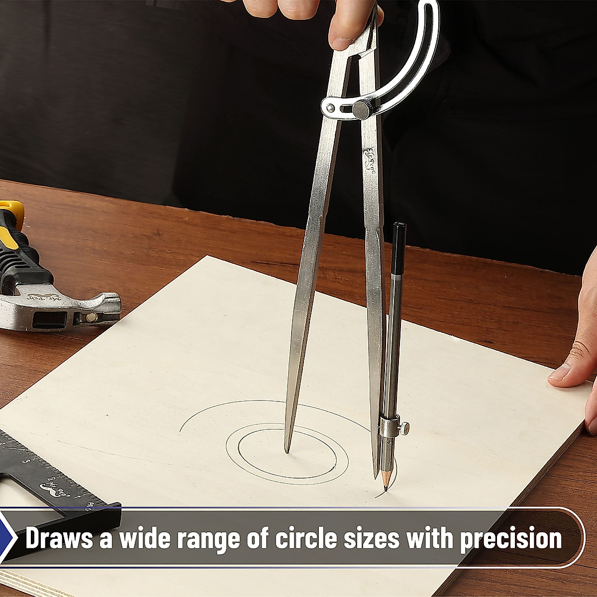 Mr. Pen- Professional Large Compass for Woodworking, 12 Inch Compass with Wing, Compass for Geometry, Compass Drawing Tool, Woodworking Compass, Pencil Compass for Carpenter, Drafting, Drawing Compass