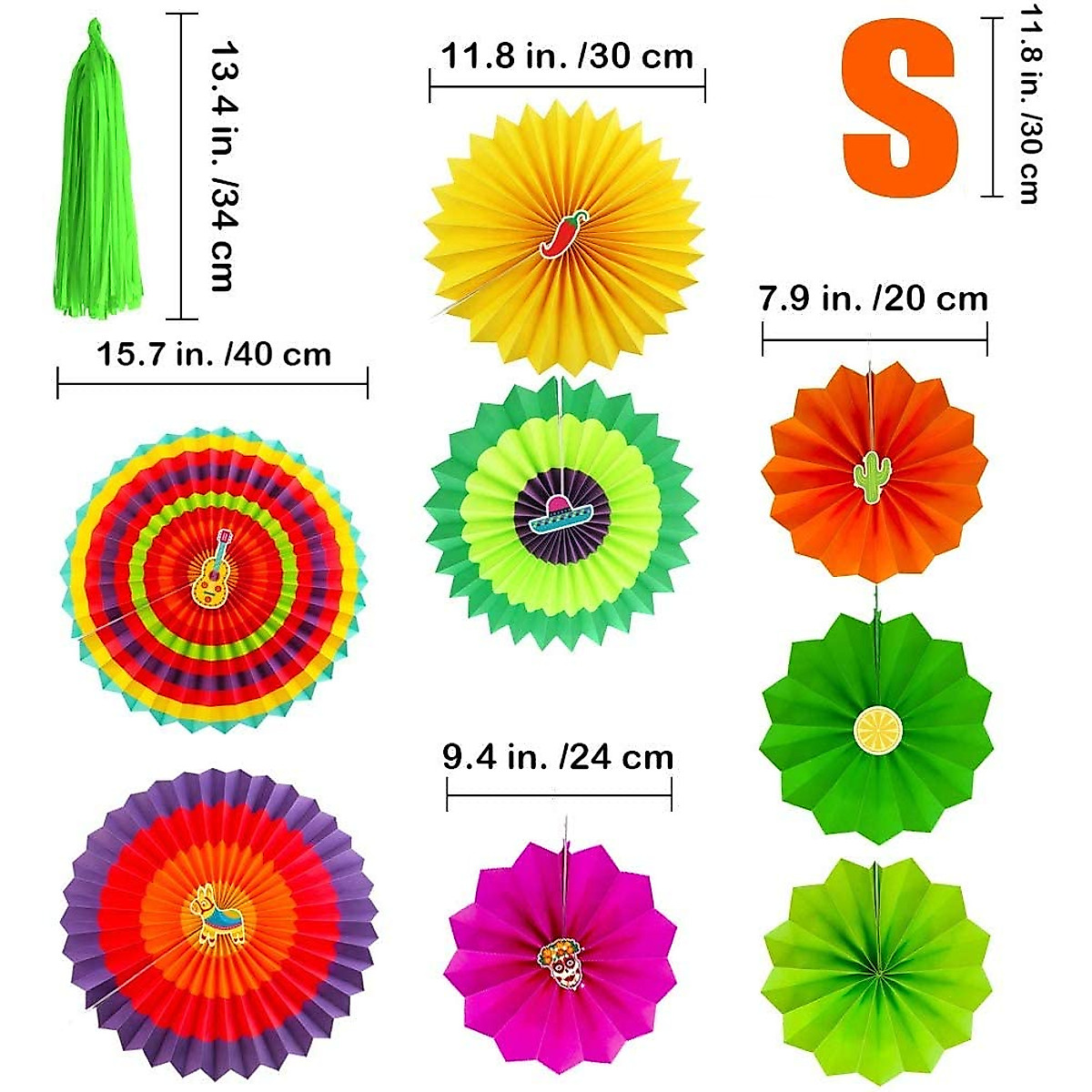 Fiesta Party Decorations Cactus Balloons Hanging Paper Fans Mexican Llama Banner Garland Tassel Garland Backdrop String for Bachelorette Kids Taco Cinco De Mayo Supplies