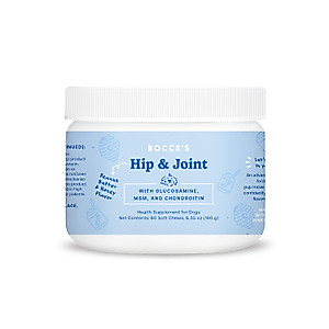 Bocce's Bakery Hip & Joint Supplement for Dogs, Daily Chews Made in The USA with Glucosamine, MSM, and Chondroitin, Supports Healthy Joints, Peanut Butter & Honey, 60 ct