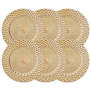USA Party Flower Peacock Plastic Charger Plate, Set of 12 (13 Inch)(Gold)