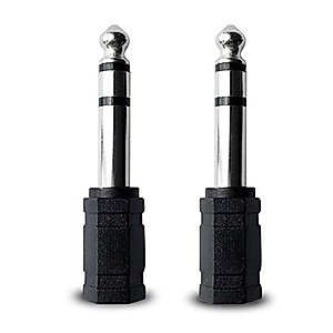 6.35mm Male to 3.5mm Female Headphone Stereo Audio Connector (2 Pack)
