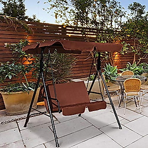 Tangkula 2 Person Porch Swing, Outdoor Swing with Removable Cushions, Solid Steel Structure, Patio Swing with Adjustable Canopy for Porch, Backyard, Garden, Balcony