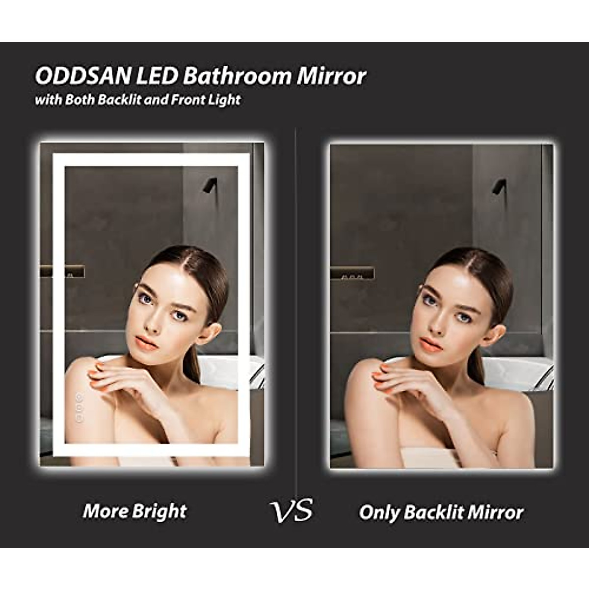 ODDSAN 40x32 Led Mirror for Bathroom, Dimmable Vanity Mirror with Lights, Backlit and Front Lit Makeup Mirror for Wall, Anti-Fog (Horizontal/ Vertical)