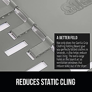 Gorilla Grip Shirt Folding Board, Easy Fast T-Shirt and Clothes Folder, Adult Clothing, Durable Plastic Organizer, Compact for Travel, Laundry Boards, Tshirt Flipfold Tool, Gray