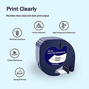 ISTAR Compatible Label Tape Replacement for Dymo Letratag Refills Paper 91330 10697 (S0721510) to use with Label Maker LT-100H LT-100T, 0.47 Inch (12mm) x 13.1 Feet (4m), Black on White, 7-Pack