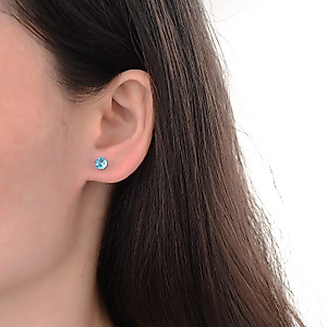 12 Pairs 18K Gold Plated Surgical Stainless Steel Flat Back Screw Back Cubic Zirconia Stud Earrings for Women, Silver CZ Brithstone Stud Earrings Set (Gold 3mm)