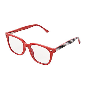 Betsey Johnson Women's Perfectly Imperfect Reading Glasses Square Blue Light, Red, 41 mm + 1.5