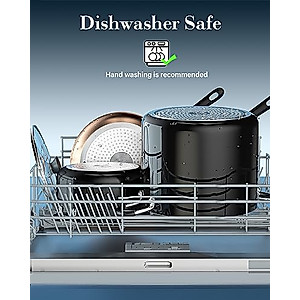 Cook N Home Nonstick Stockpot with Lid 10.5-Qt, Deep Cooking Pot Cookware Canning Stock Pot with Glass Lid, Black