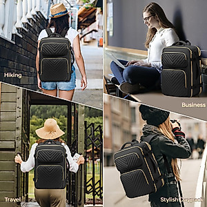 DWQOO Travel Backpack for Women Men, Flight Approved Carry on Backpack, Large Expandable Suitcase Bag, 17.3 Inch Laptop Bag for Weekender Business Camping Hiking,Black