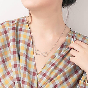 Ouslier Personalized Sterling Silver Infinity Name Necklace with Heart Love Pendant Jewelry Birthday Gift for Women Mother(Silver)