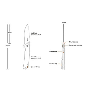 Ruike Pocket Knife for men Tactical Folding Knives Small Frame Lock 14C28N Stainless Cool Steel Camping Knives with Pocket Clip Hiking WorK EDC Knife Outdoor Gear Tool Women Gifts P801-SB