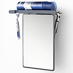 TAILI Shower Mirror Fogless for Shaving with Razor Holder, NO-Drilling & Removable Large Mirror Fogless Suction Wall Mounted, Shatterproof & Waterproof - for Men and Women(Grey)
