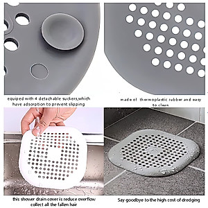 2 Pieces Shower Drain Hair Catcher Bathtub Stopper, Home Protectors with Sucker Water Trap Sink Cover for Bathroom Bathtub and Kitchen (Grey,White)