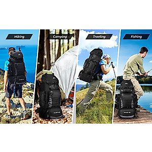 Waterproof Hiking Backpack 90L, Camping Backpack with Rain Cover, High Performance Hiking Mountaineering Backpack (deep blue)