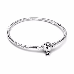 Parmuz Charm Bracelet For Woman 925 Sterling Silver Basic heart clasp Iconic Moments Snake Chain Bracelet Gift for Men Mother