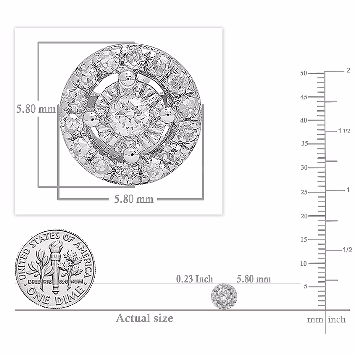 Dazzlingrock Collection Round White Diamond Centre Halo Illusion Set Stud Earrings for Her (0.20 ctw, Color I-J, Clarity I2-I3) in 10K White Gold in Screw Back