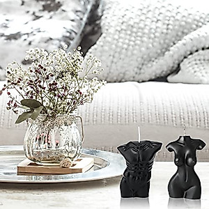 2 Pieces Body Shaped Candle Female Body Candle Men Torso Candle Soy Wax Scented Candle Scented Candle Male Body Candle Decorative Candle for Bedroom Bathroom Wedding (Black)