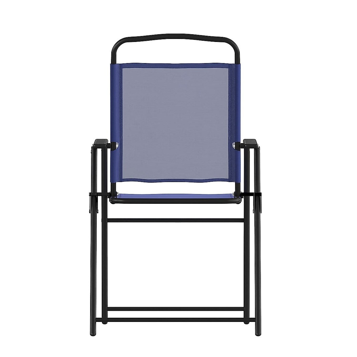 Flash Furniture Mystic Folding Patio Sling Chairs, Outdoor Textilene Lawn Chairs with Armrests, Set of 4, Navy