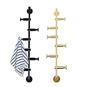 DNYSYSJ Rotating Coat Hooks, Wall-Mounted Coat Hooks Coat Rack, Vertical Wall Hanger with 6 Swivel Arms, Towel Hooks for Bathroom, Entryway Hooks for Scarves, Clothes, Handbags (Black)