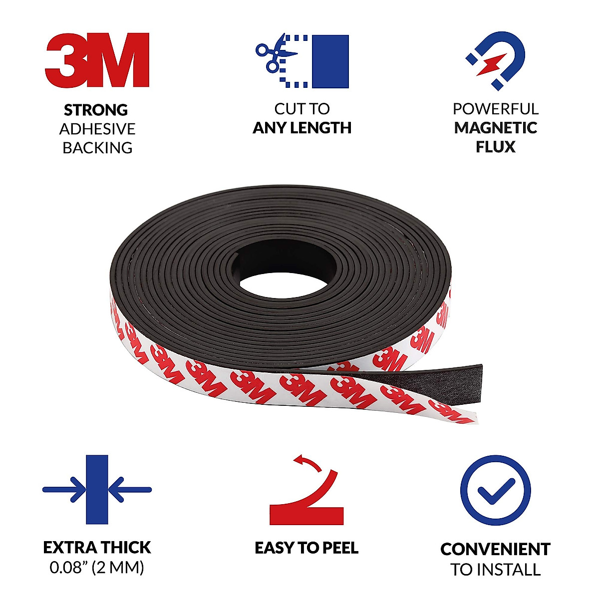 Magnetic Tape, 15 Feet Magnet Tape Roll (1/2'' Wide x 15 ft Long), with 3M Strong Adhesive Backing. Perfect for DIY, Art Projects, whiteboards & Fridge Organization