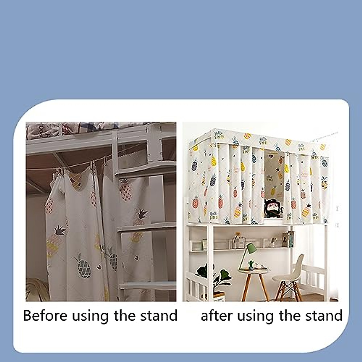 AdeptT Stainless Steel Canopy Bed Frame Post Minimalist Bed Frame Post Poles Retractable Four Corner Bed Bracket Fit for Metal Bed Wood Bed Single Bunk Bed Dormitory,C