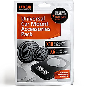 The Richest Replacement Pack for Any Magnetic Car Mount - PopSocket Compatible Metal Phone Plates (Discs) and 3M Adhesive Stickers in Unique Adhesives Life Extending Packaging