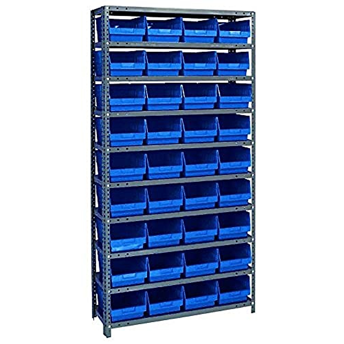 Quantum Storage 1275-207BL Store More Steel Shelving Unit with 6" Shelf Bins, 12" D x 36" W x 75" H, Blue
