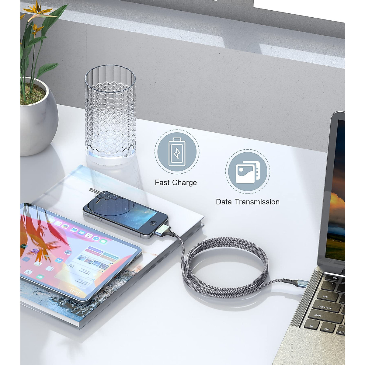 USB to 30 Pin Charging Cable 6.6ft 2-Pack, AviBrex USB Fast Charging & Sync Data Cable Nylon Braided Cord Compatible iPhone 4/4s/3G/3GS, iPad 1 2 3,iPod Touch 4 3 2 1, iPod Classic 3 2 1-Grey