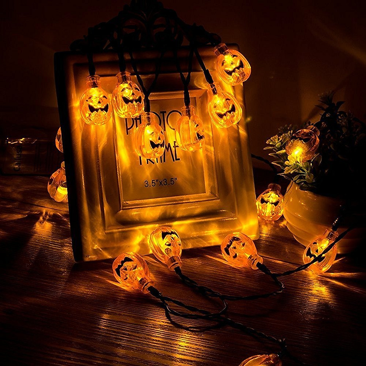 YBB Solar Pumpkin String Lights, Waterproof Halloween Decoration String Lights, 20 LED Lights 8 Modes Jack-O-Lantern for Outdoor, Home, Patio, Garden (5m/16ft- Warm White)